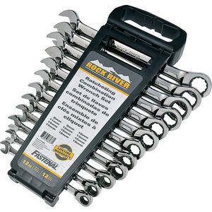 12Pc 12 Point Metric Mirror Finish Flat Handle Rock River® Ratcheting ...