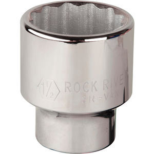 1-1/2" x 3/4" Drive 12-Point Chrome Rock River® SAE Standard Socket ...