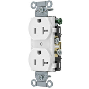 20A 125V 2P 3W 5-20 White Straight Back / Side Wired Duplex Receptacle ...